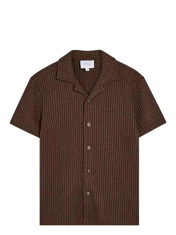 RAITH Marcos Waffle-knit Cotton-blend Shirt - Brown