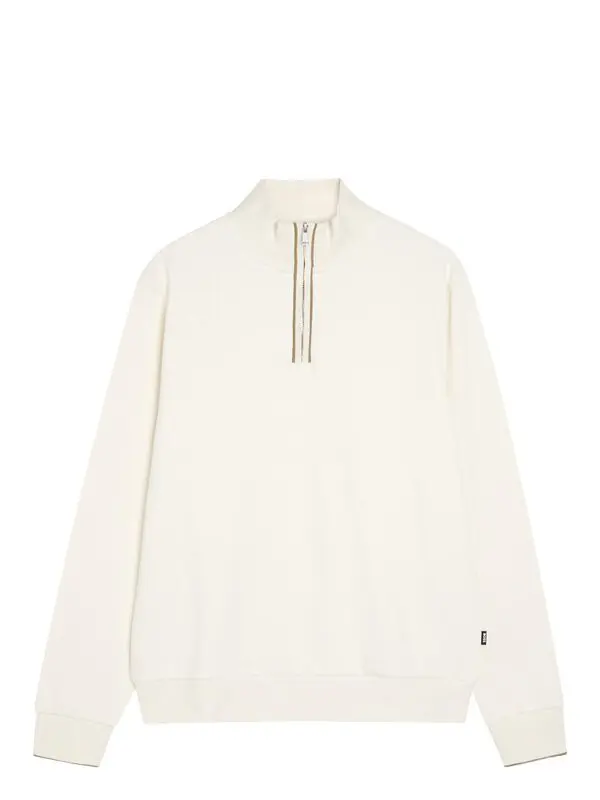 BOSS Sidney Half-zip Cotton Jumper - Ecru