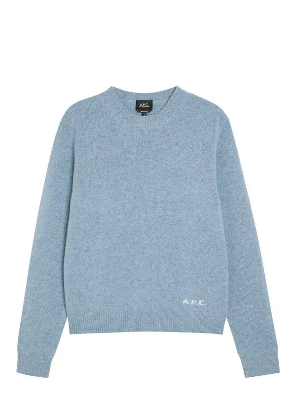 A.p.c. Logo Intarsia Mélange Knit Jumper - Blue