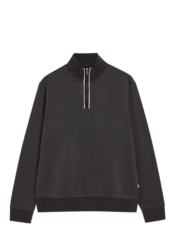 BOSS Sidney Half-zip Cotton Jumper - Black