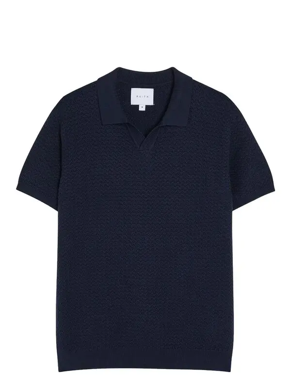 RAITH Rapha Textured-knit Polo Shirt - Navy
