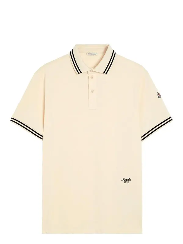 Moncler Logo-embroidered Piqué Cotton Polo Shirt - Multicoloured 1