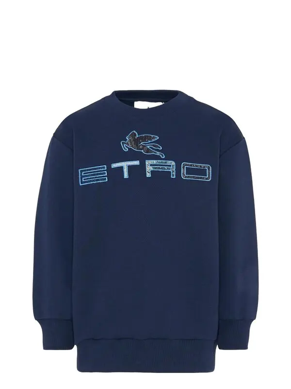 Etro Crewneck Sweatshirt With Pegasus Motif - Blue