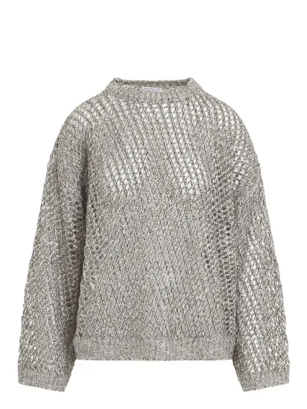 Brunello Cucinelli Open-knit Crewneck Jumper - Gray