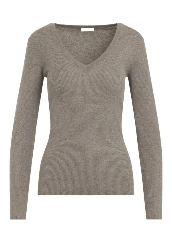 Brunello Cucinelli Long-sleeved V-neck Knitwear - Gray