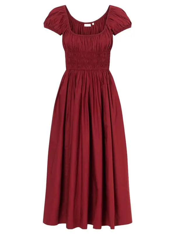 DÔEN Quinley Shir Organic Cotton-voile Midi Dress - Red