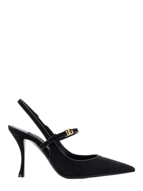 Dolce & Gabbana Black Leather And Suede Pumps With Dg Logo - Multicolor