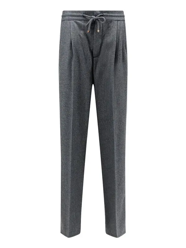 Brunello Cucinelli Virgin Wool Drawstring Trousers - Multicolor