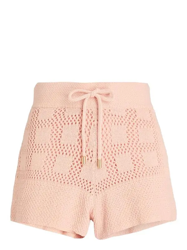 Zimmermann Pointelle-knit Cotton Shorts - Blush