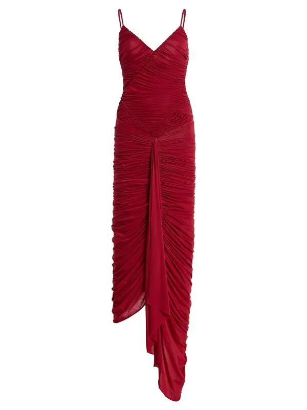 MAYGEL CORONEL Ruched Jersey Maxi Dress - Red