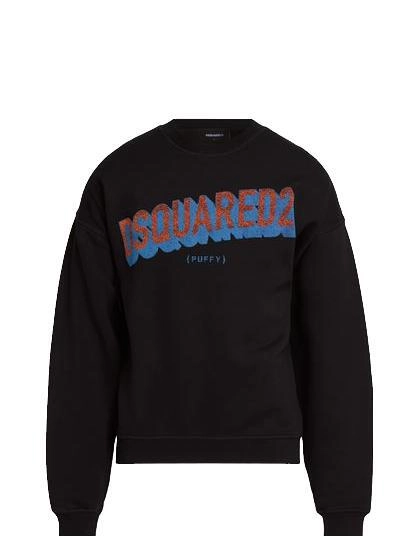 Dsquared2 Cotton Sweatshirt With Logo Print - Black