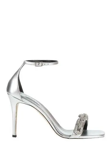 SERENA UZIYEL Metallic Embellished Stiletto Sandals - Silver