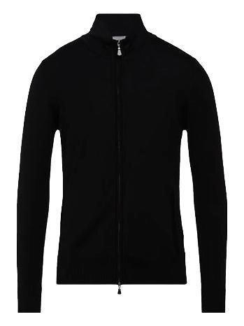 Alpha Studio Merino Wool Zip-up Cardigan - Black