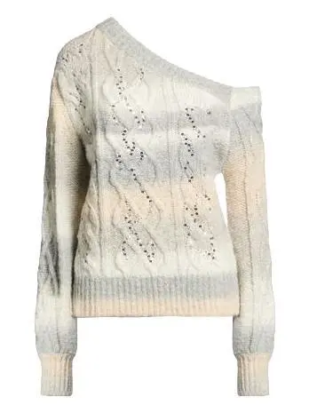NO SECRETS Striped Sequined Sweater - Grey