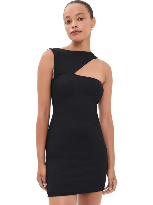 VIX PAULA HERMANNY One Shoulder Mini Dress - Black