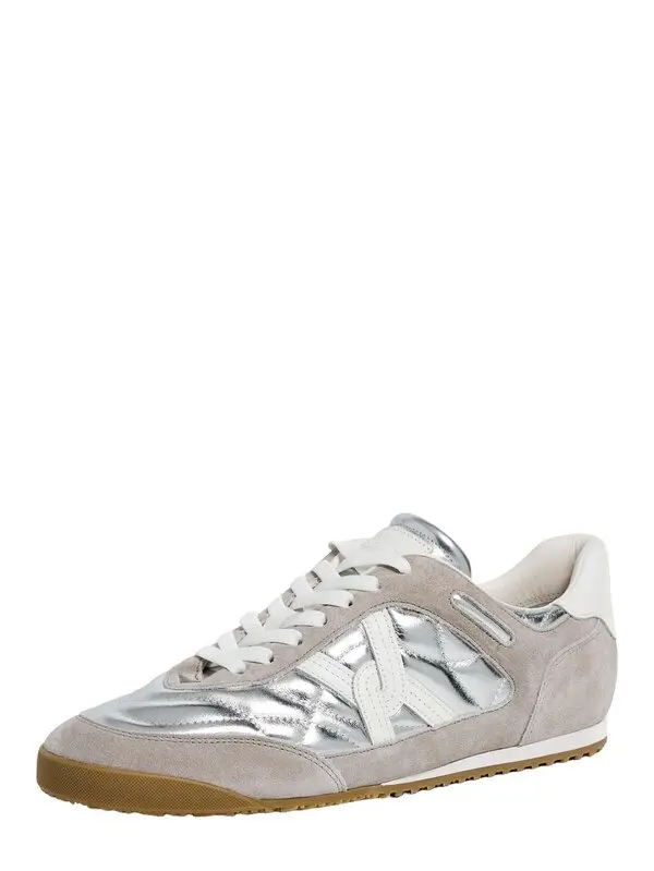 Veronica Beard Natalia Lace-up Metallic Finish Sneakers - Silver/grey