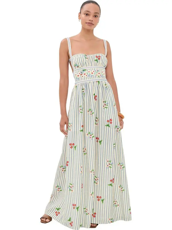 Agua Bendita Ameli Basket Embroidered Maxi Dress - Multicolor