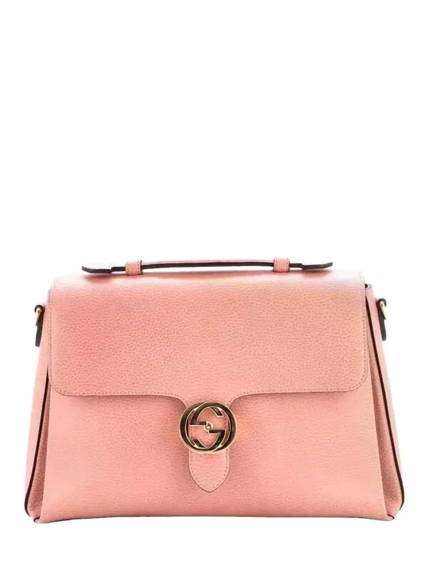 Gucci Interlocking Top Handle Bag Leather Shoulder Bag - Pink
