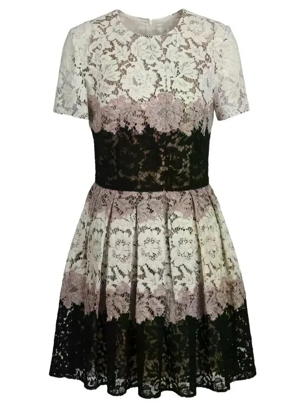Valentino Garavani Lace Ruffle Mini Dress - Neutrals