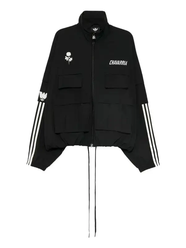 Adidas X Chavarria Zip-up Jacket With Patch Pockets And Drawstring Hem - Black