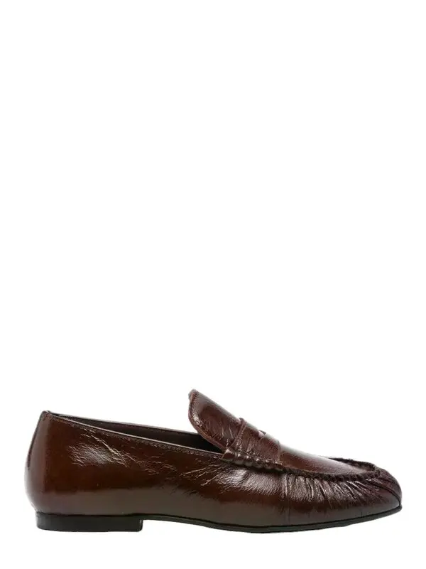 ALOHAS Ruched Penny-slot Loafers - Brown