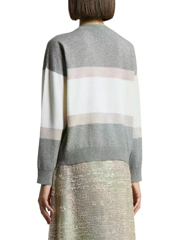 Peserico Striped Crew-neck Sweater - Grey