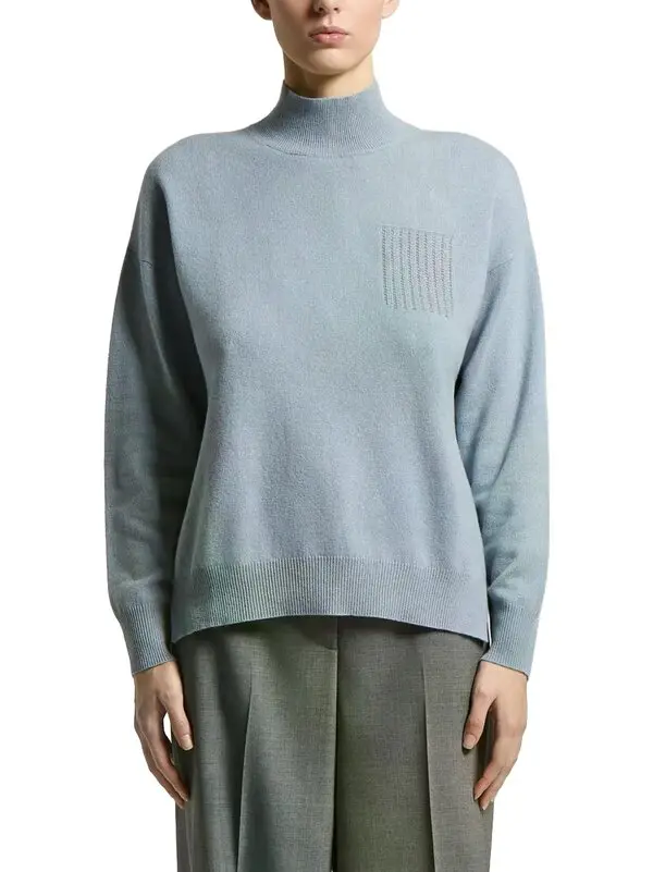 Peserico Ribbed Knit High Neck Jumper - Blue