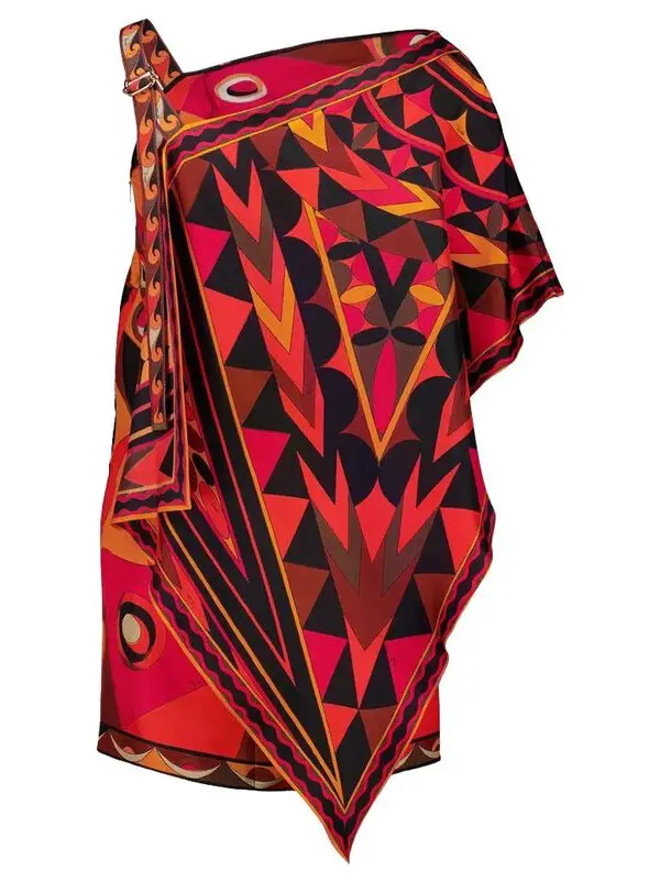 Emilio Pucci Geometric Print Silk Mini Dress - Red