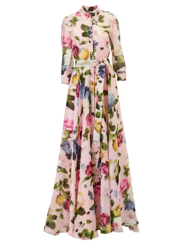 Carolina Herrera Floral Print Maxi Dress - Pink