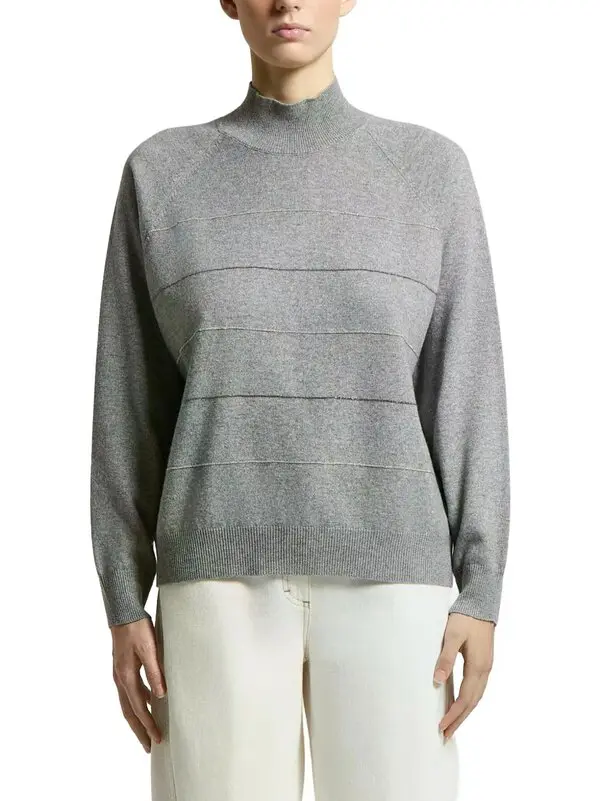 Peserico Beaded Embellishment High Neck Sweater - Grey