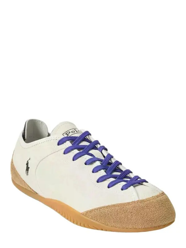 Polo Ralph Lauren Suede-panelled Logo-embroidered Sneakers - Neutrals
