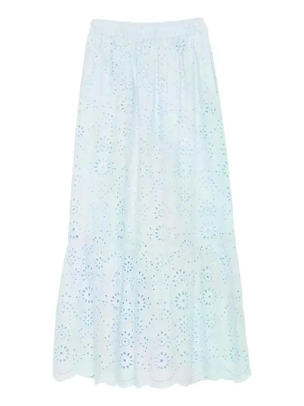 MC2 SAINT BARTH Jenny Broderie-anglaise Tiered Maxi Skirt - Blue