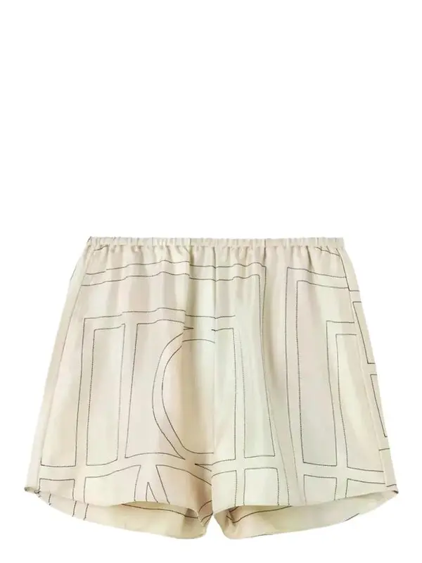 TOTEME Geometric Print Silk Shorts - Neutrals