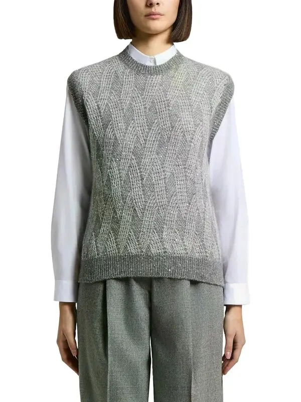 Peserico Sequin-embellished Open-knit Vest - Grey