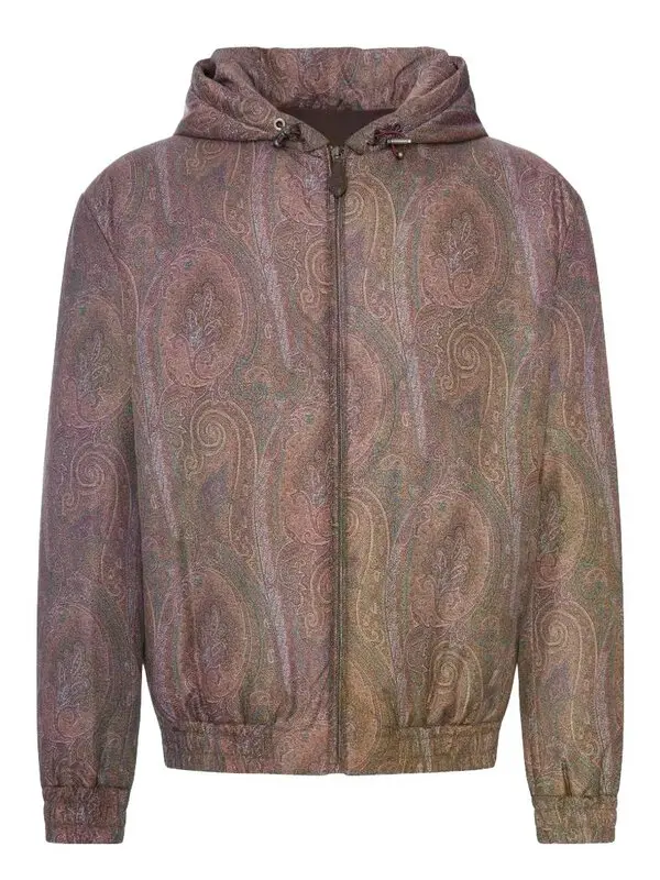 Etro Arnica Pattern Hooded Bomber Jacket - Red