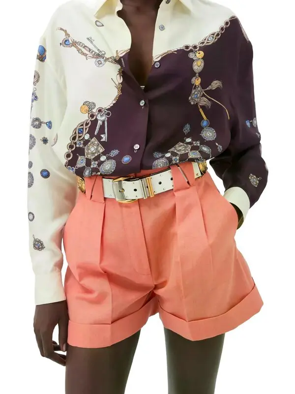 Versace Printed Silk Twill Shirt - Neutrals