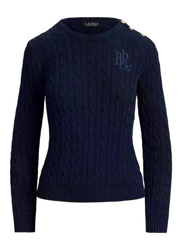 Ralph Lauren Button-trim Cable-knit Sweater - Blue