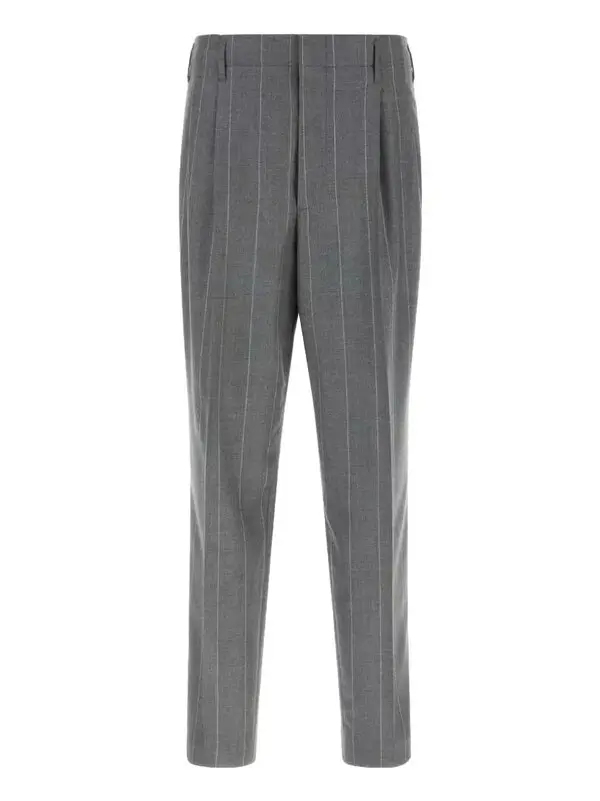 Brunello Cucinelli Pinstripe Pleated Trousers - Grey