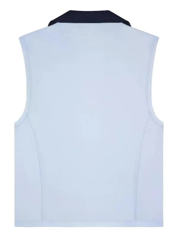 SPORTY & RICH Sleeveless Polo Shirt With Logo Detail - Blue