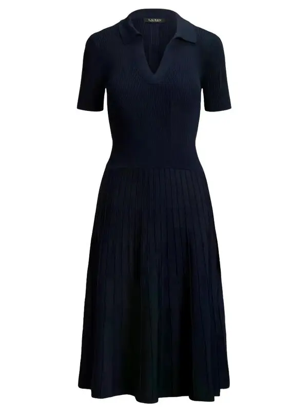 Ralph Lauren Rib-knit Short-sleeve Midi Dress - Blue