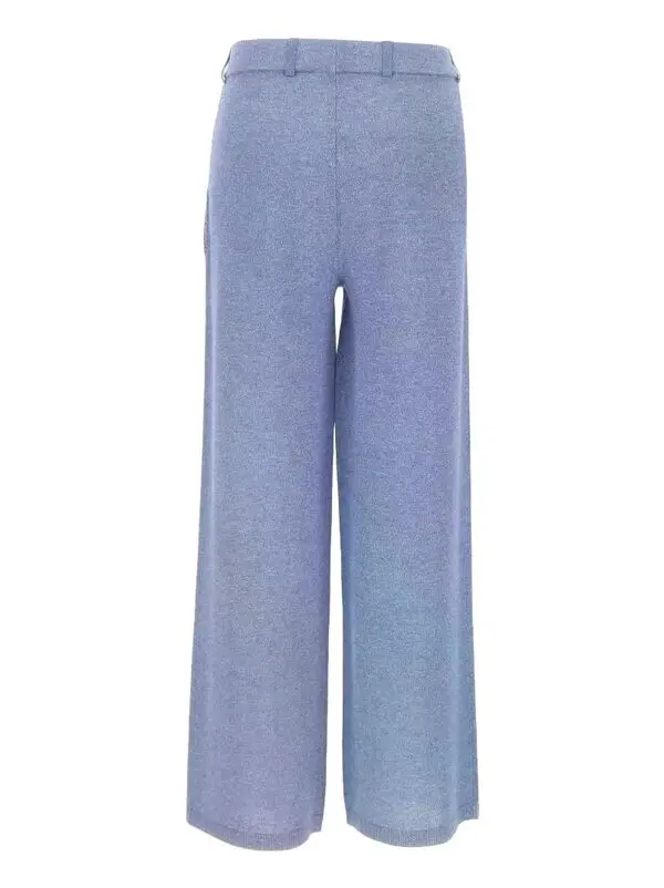 KANGRA Ribbed Knit Palazzo Pants - Blue