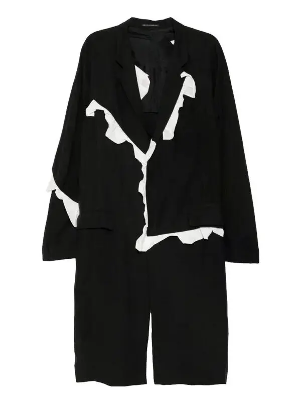 Yohji Yamamoto Ruffled Lapel Coat - Black