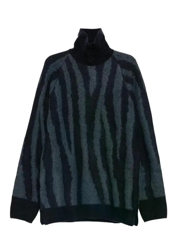Yohji Yamamoto Striped Turtleneck Sweater - Black