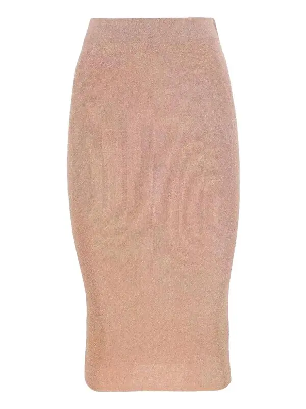 KANGRA Ribbed Knit Midi Skirt - Pink