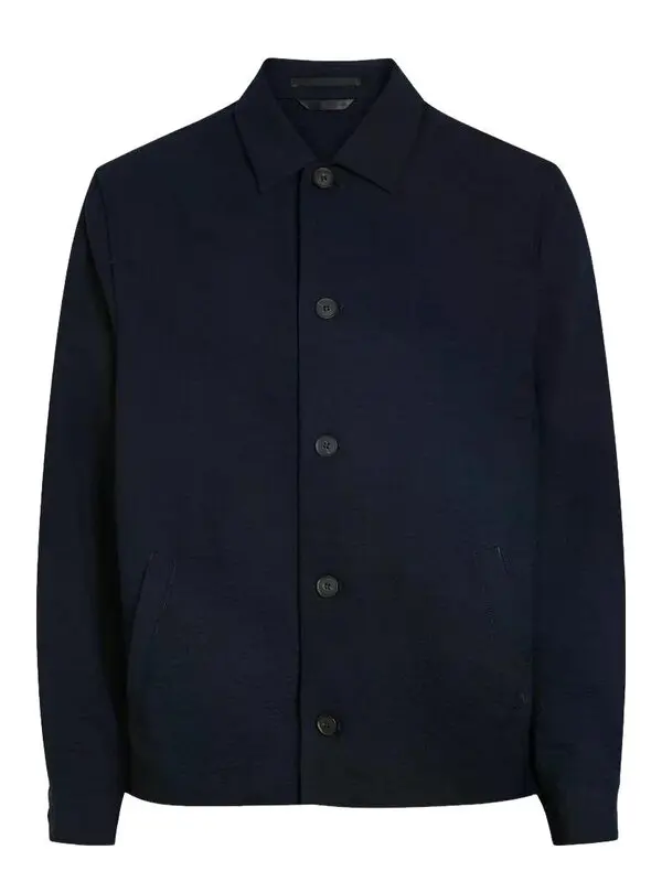 Sunspel Seersucker Button-up Jacket - Blue