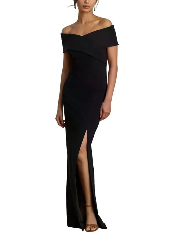 Ralph Lauren Off-the-shoulder Crisscross Maxi Dress - Black