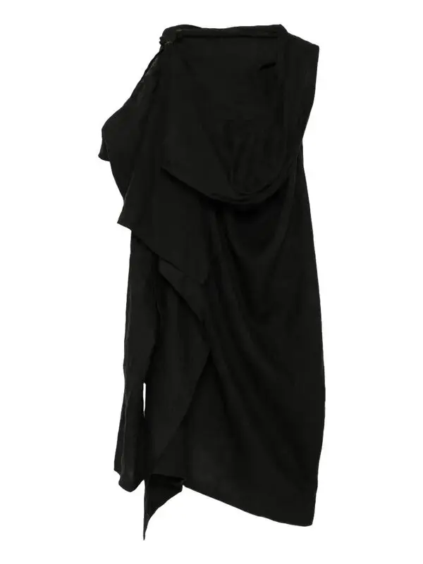 Yohji Yamamoto Asymmetrical Draped Dress - Black