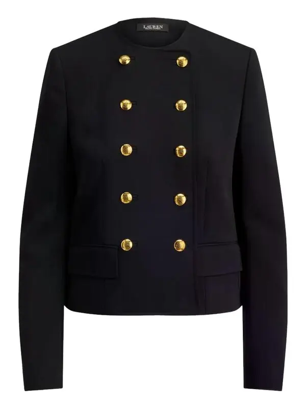 Ralph Lauren Double-breasted Sablé Crepe Jacket - Black