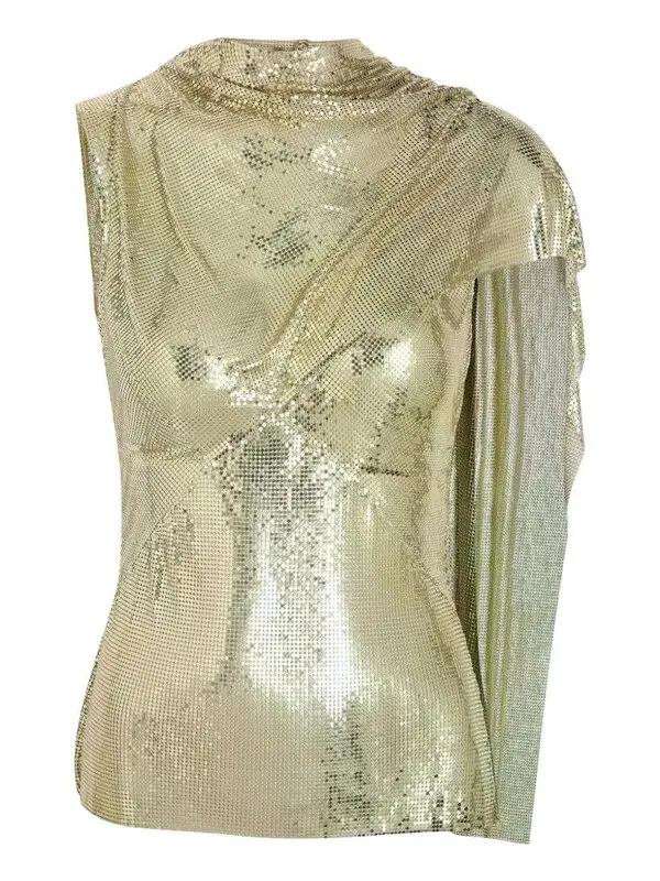 Rabanne Draped Chainmail Mesh Blouse - Gold