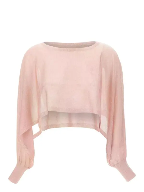 KANGRA Batwing Sleeve Cropped Sweater - Pink